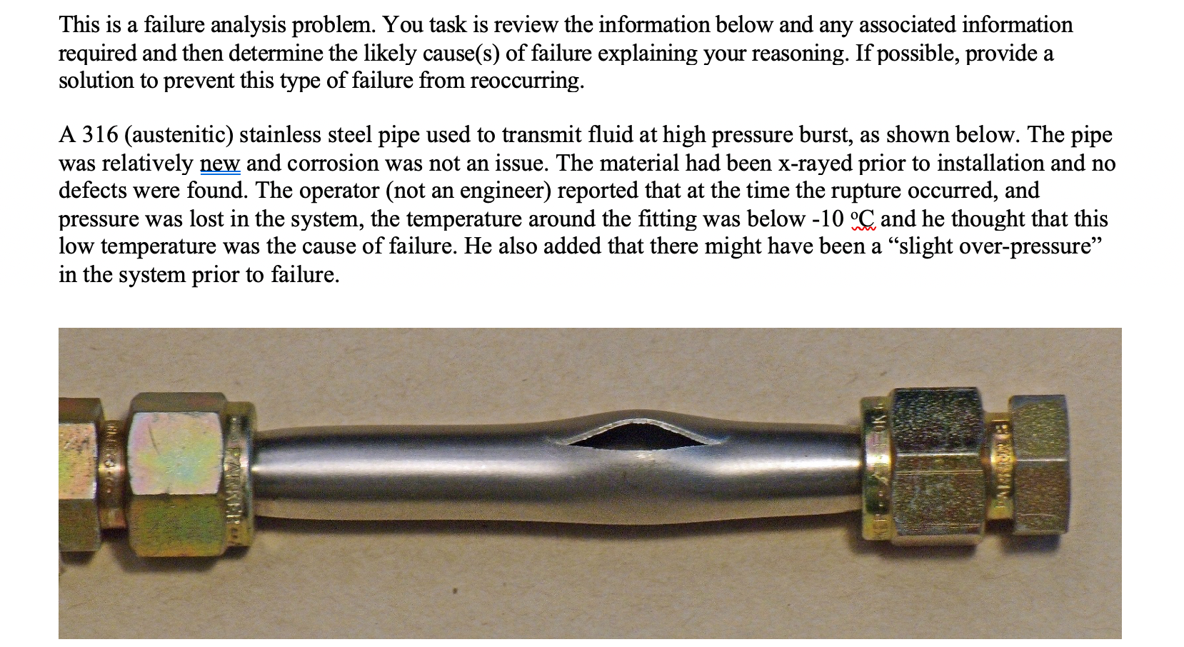 Solved This is a failure analysis problem. You task is | Chegg.com