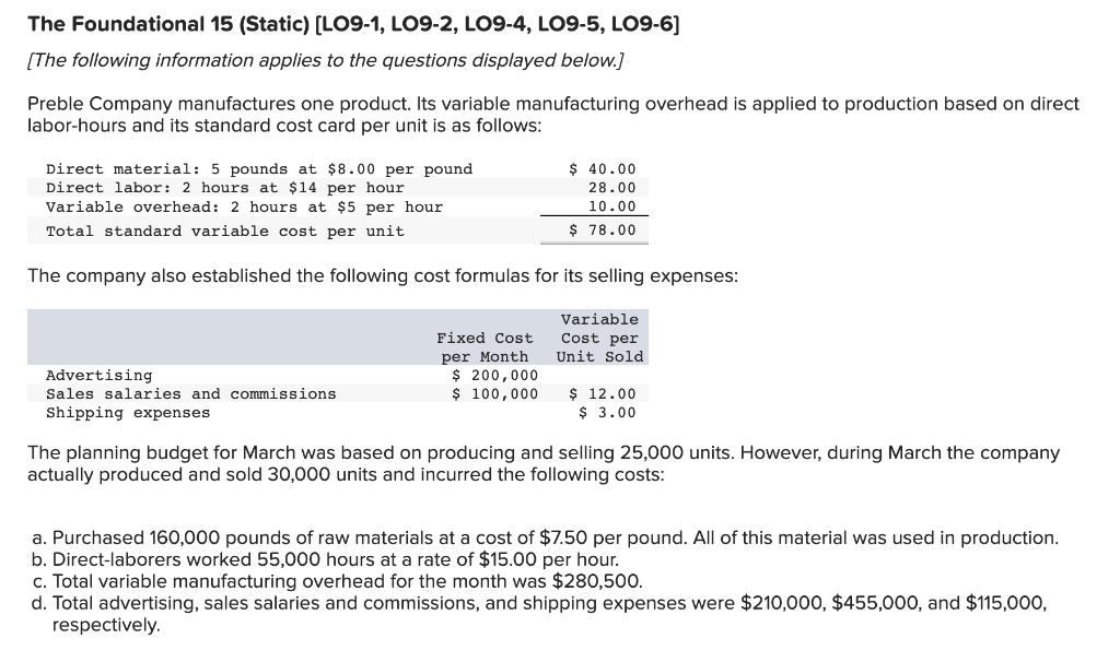 Solved The Foundational 15 (Static) [LO9-1, LO9-2, LO9-4, | Chegg.com