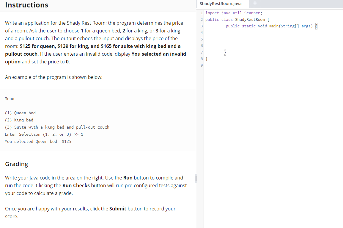 Solved Instructions Shady RestRoom.java + 1 import | Chegg.com