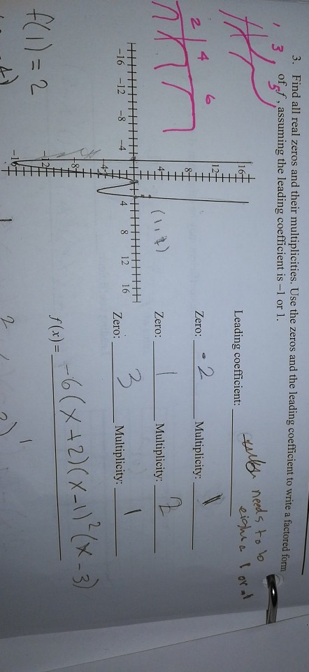 Solved 3 3. Find all real zeros and their multiplicities. | Chegg.com