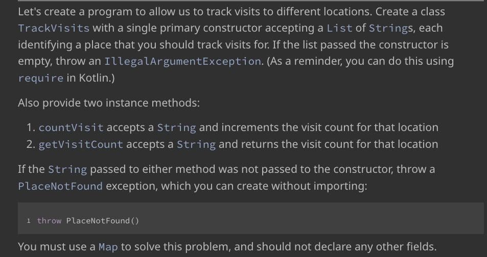 Solved Let's create a program to allow us to track visits to | Chegg.com