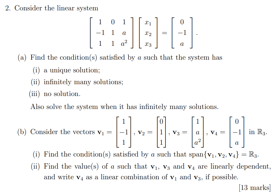 Solved Consider the linear | Chegg.com