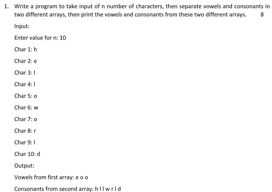 Solved 1. Write a program to take input of n number of | Chegg.com
