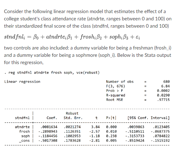 Solved Consider the following linear regression model that | Chegg.com