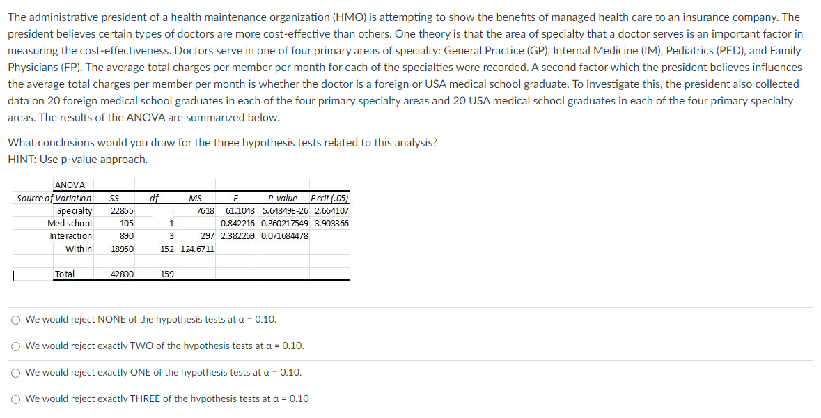 Solved The administrative president of a health maintenance | Chegg.com