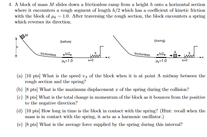 Solved 4. A block of mass M slides down a frictionless ramp | Chegg.com