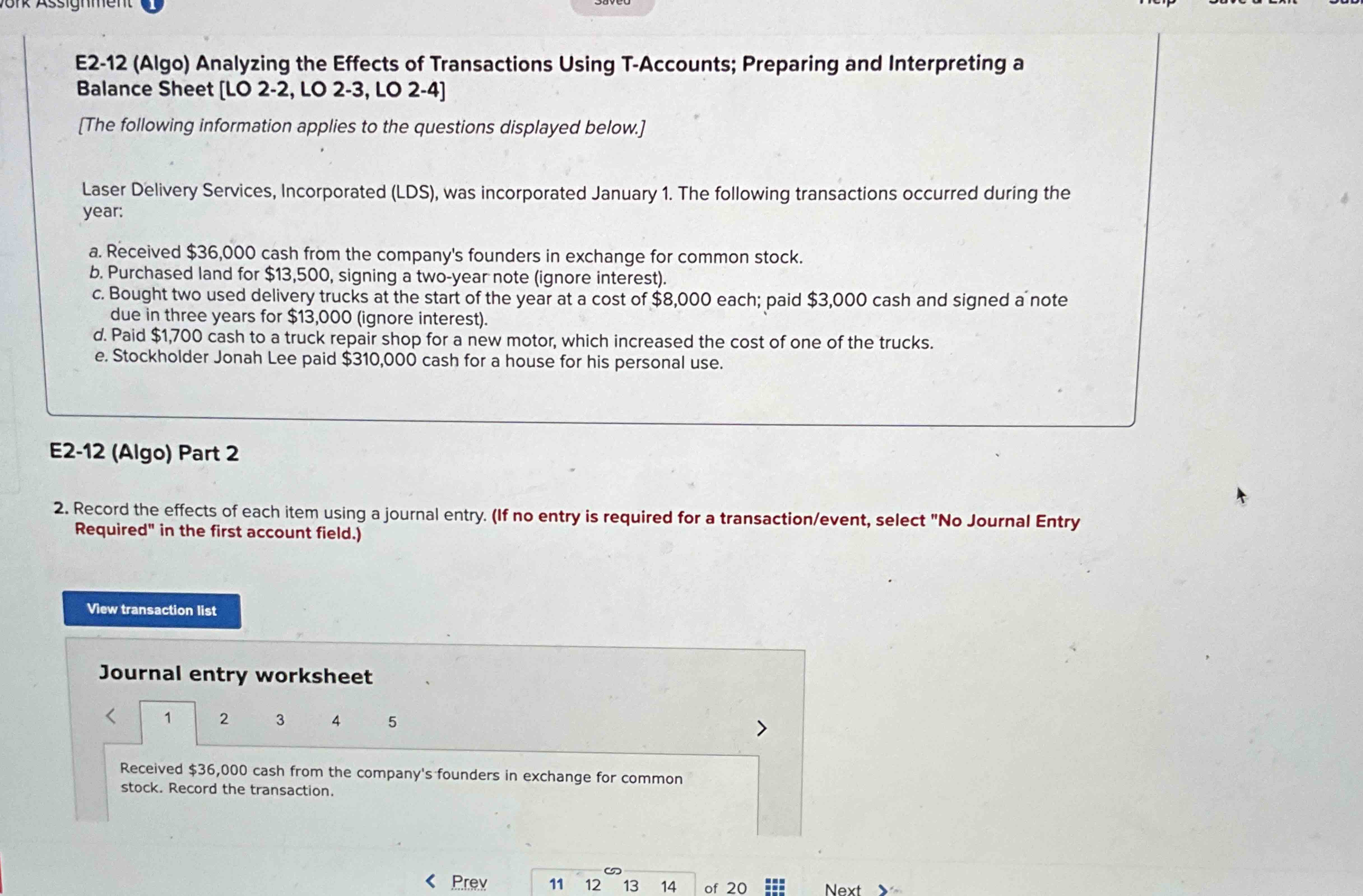 Solved E2-12 (Algo) ﻿Analyzing the Effects of Transactions | Chegg.com