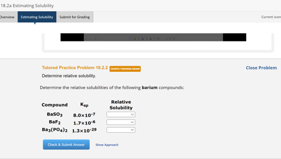 Solved 18.2a Estimating Solubility Tutored Practice Problem | Chegg.com