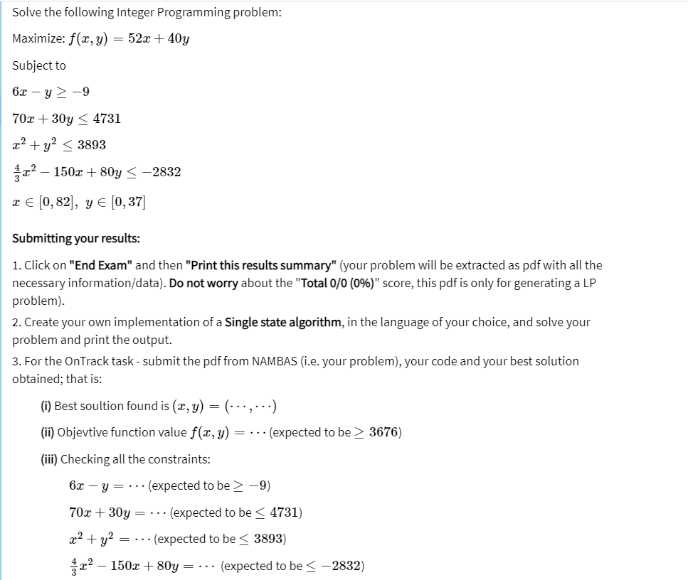 Solved Solve the following Integer Programming problem: | Chegg.com