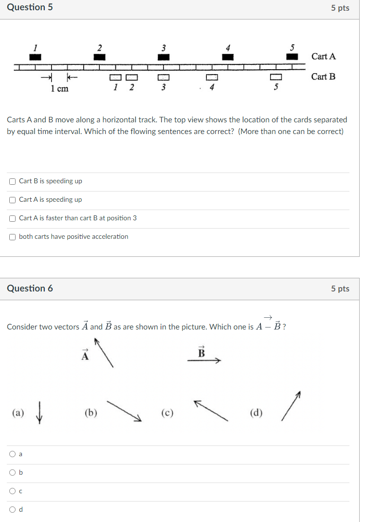 Solved Carts A and B move along a horizontal track. The top | Chegg.com