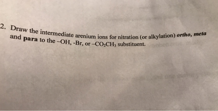 Solved 2. Draw the intermediate arenium ions for nitration | Chegg.com