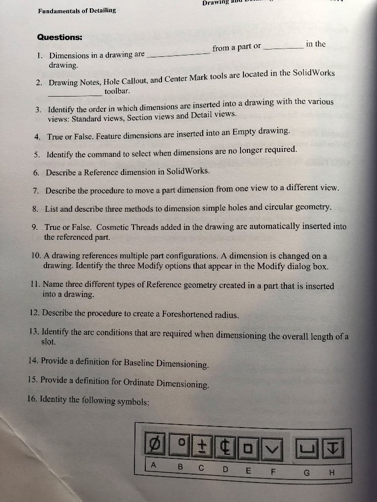 Solved Drawing Fundamentals of Detailing Questions: in the | Chegg.com