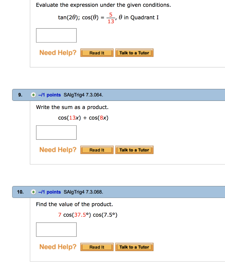 Solved 1.Evaluate the expression under the given | Chegg.com