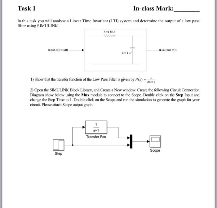 Solved Pre-Lab Pre-Lab Mark: (a) Determine the transfer | Chegg.com