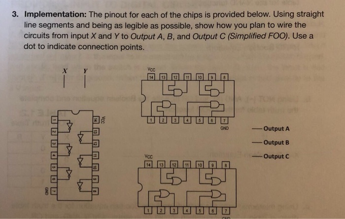 3. Implementation: The pinout for each of the chips | Chegg.com