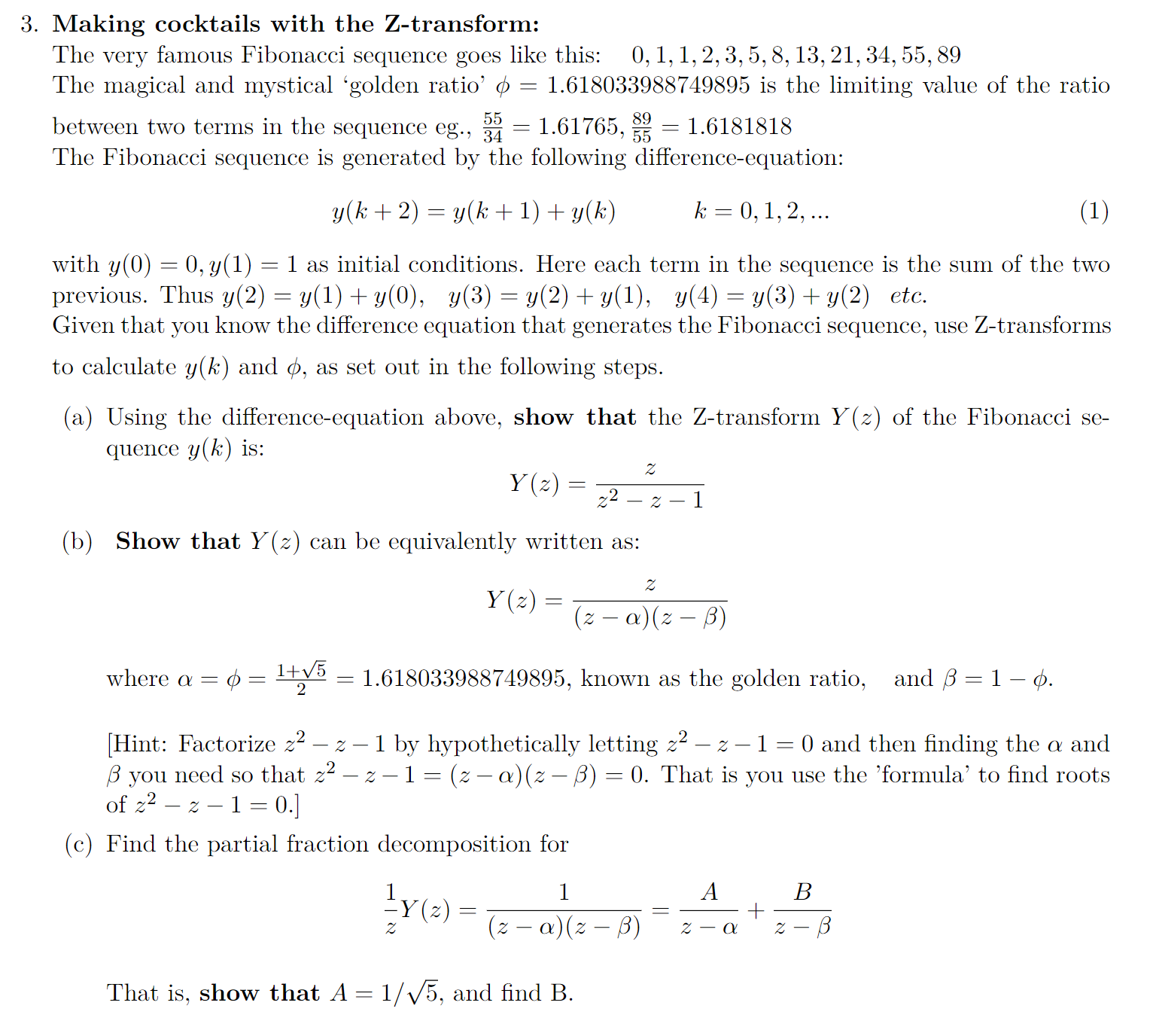Solved . Making cocktails with the Z-transform: The very | Chegg.com