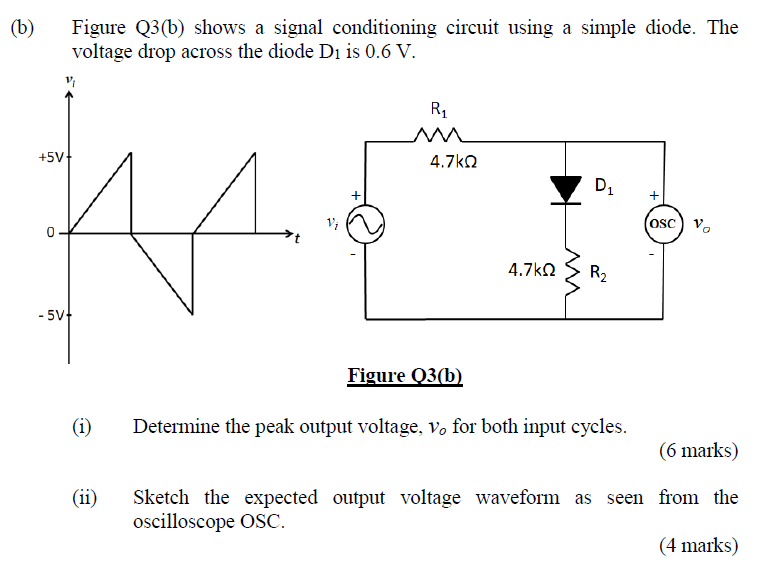 Solved (6) Figure Q3(b) shows a signal conditioning circuit | Chegg.com