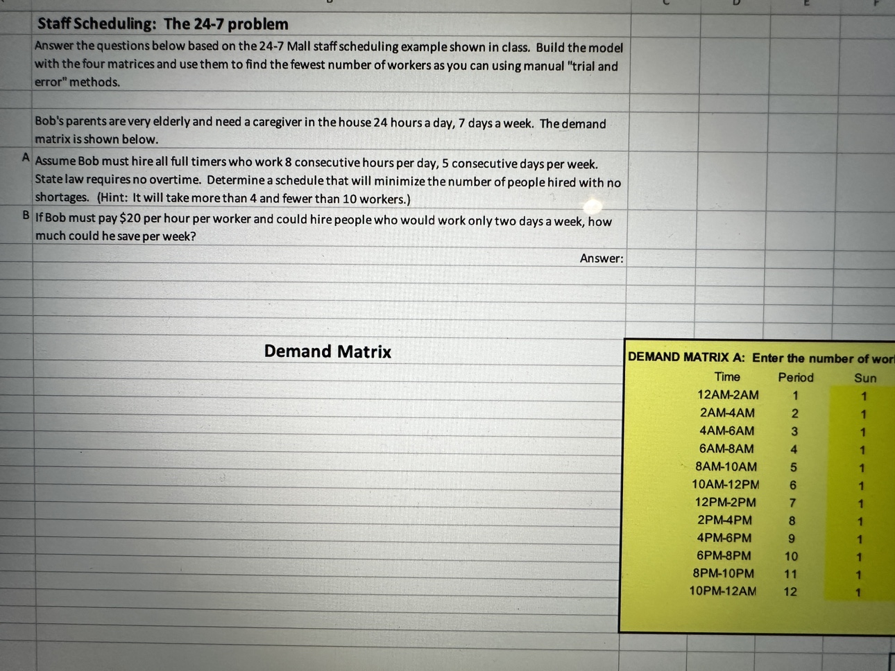 rrial and Answer: DEMAND MATRIX A: Enter the number | Chegg.com