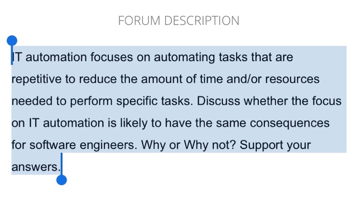 Solved it automation focuses on automating task that are | Chegg.com