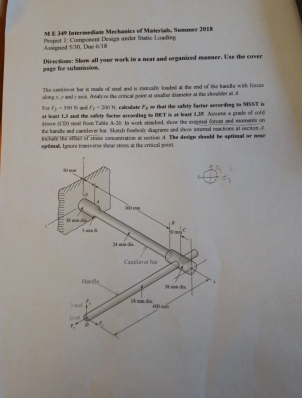 Solved M E 349 Intermediate Mechanics of Materials, Summer | Chegg.com