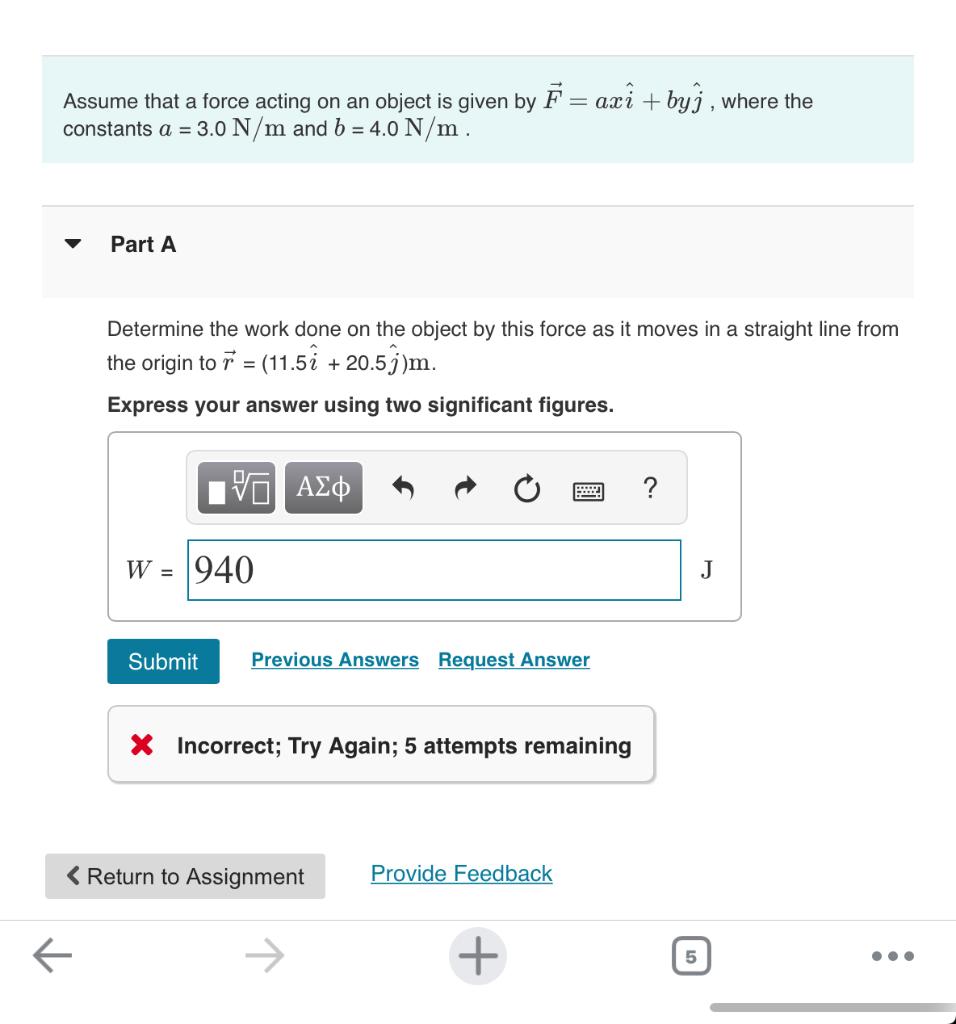 Solved Assume that a force acting on an object is given by | Chegg.com