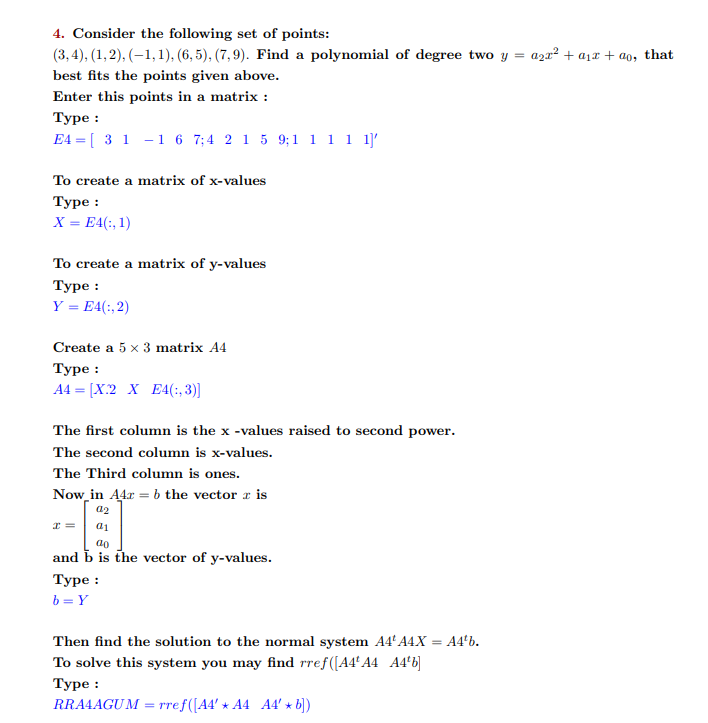 Solved 4. Consider the following set of points: | Chegg.com