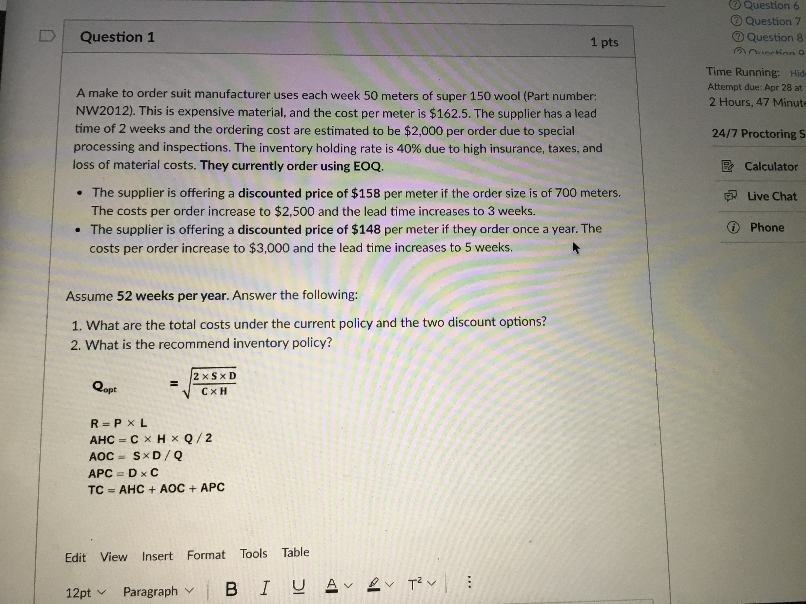 Solved Question 6 3 Question 7 3 Question 8 Section O