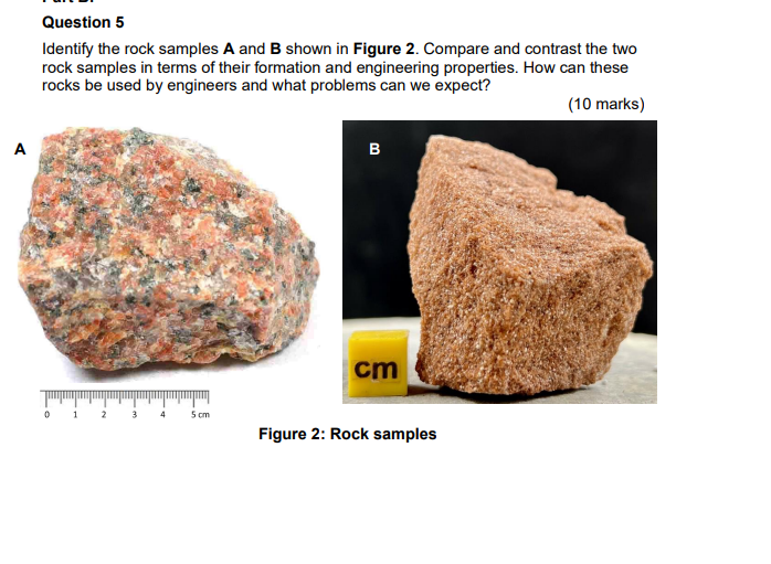 Solved Question 5 Identify the rock samples A and B shown in | Chegg.com