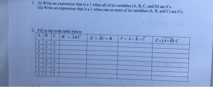 Solved (i) Write an expression that is a 1 when all of its | Chegg.com