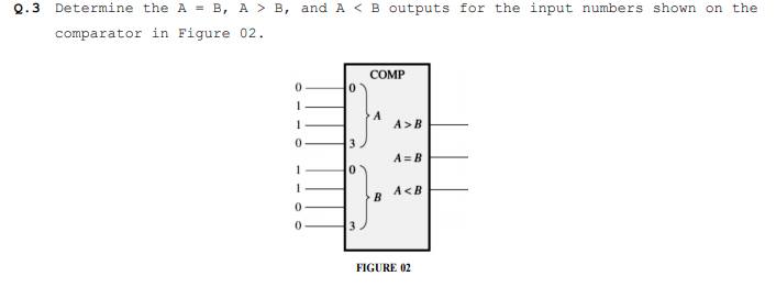 Solved 2.3 Determine the A = B, A > B, and A