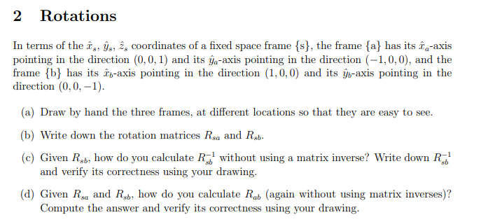 Solved 2. Rotations In terms of the is, Ýs, 2 coordinates of | Chegg.com