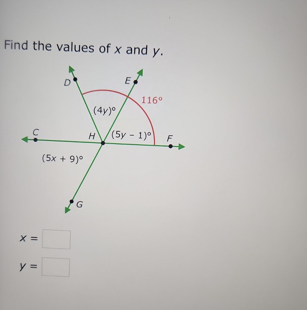 Solved Find the values of x and y. | Chegg.com