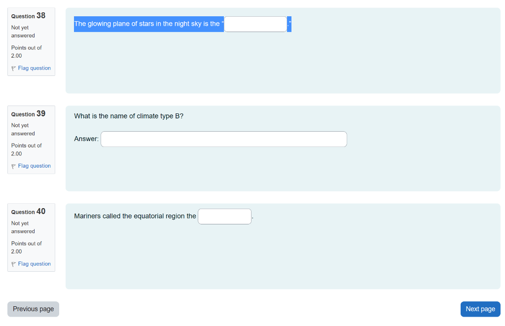 Solved What is the name of climate type B? Answer: Mariners | Chegg.com