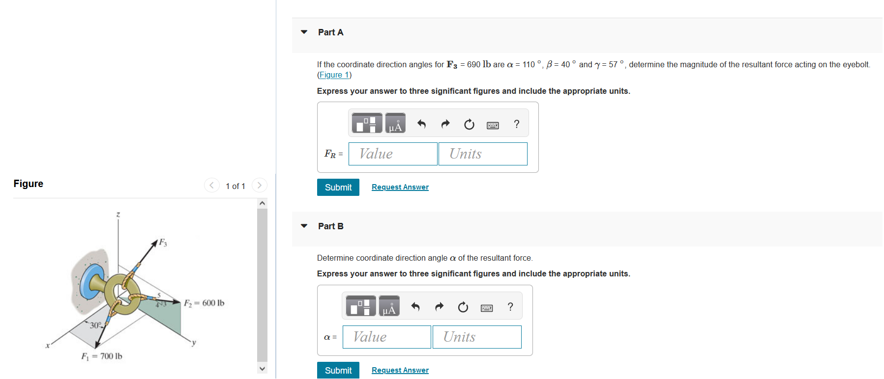 Solved Part A If The Coordinate Direction Angles For F3