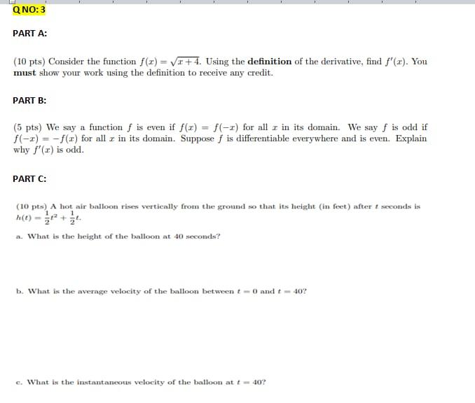 Solved Q NO:3 PART A: (10 pts) Consider the function f(x) = | Chegg.com