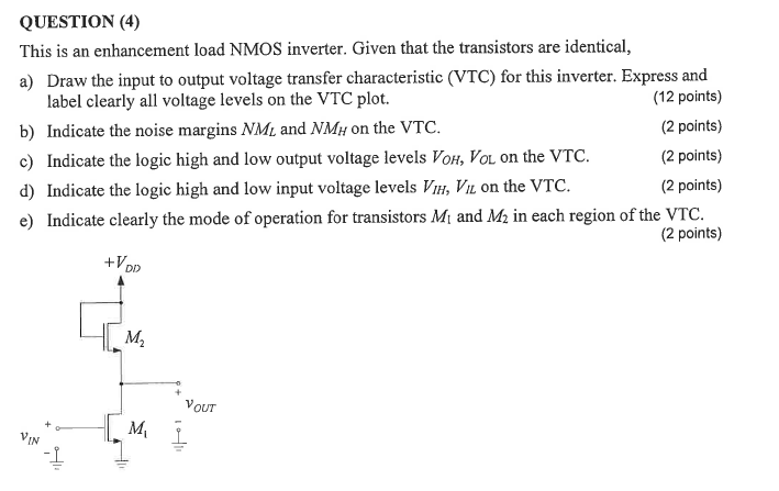Solved QUESTION (4) This is an enhancement load NMOS | Chegg.com