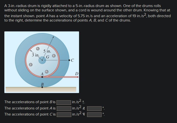Solved A 3-in.-radius drum is rigidly attached to a | Chegg.com