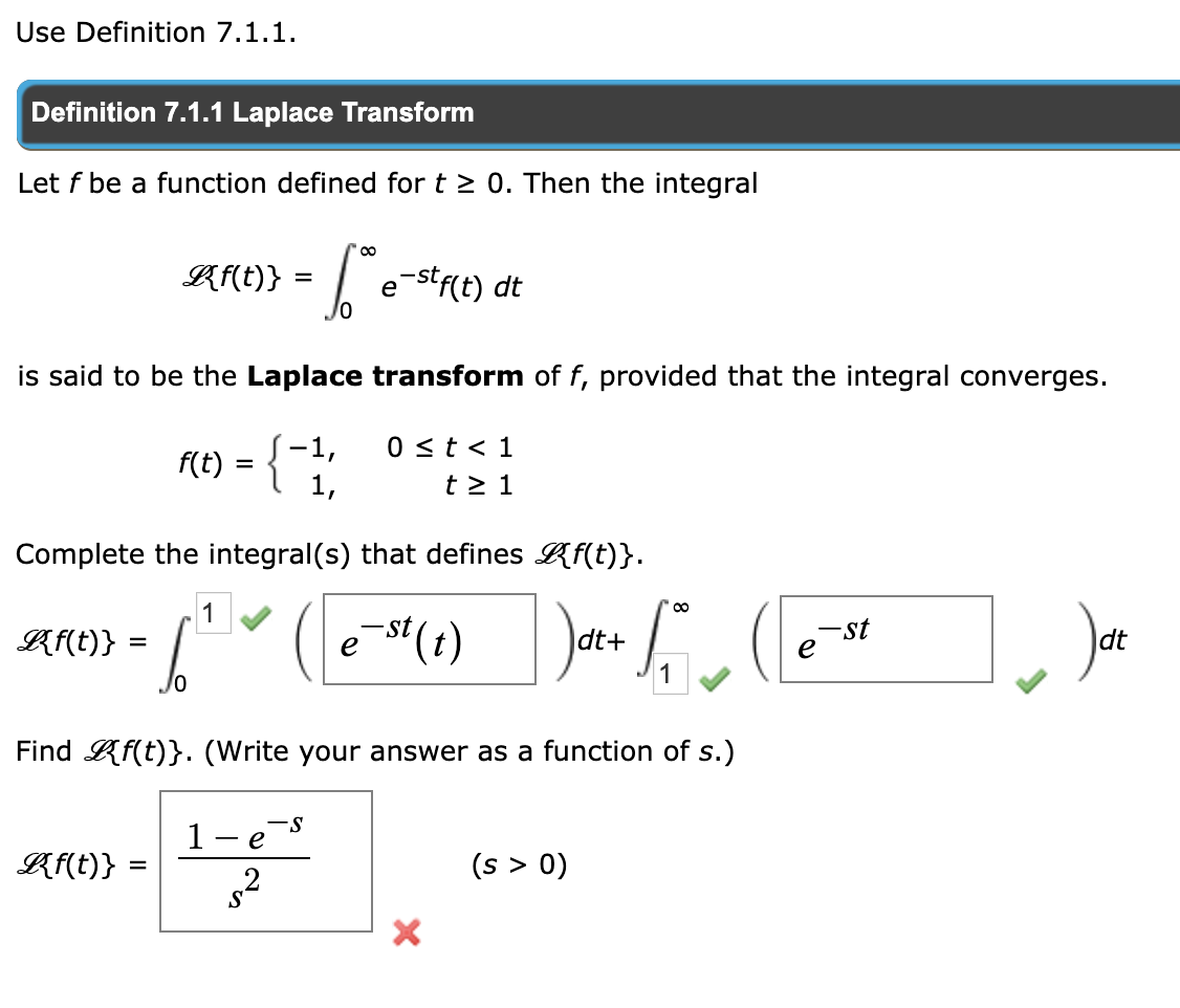 Solved Use Definition 7.1.1. Definition 7.1.1 Laplace | Chegg.com