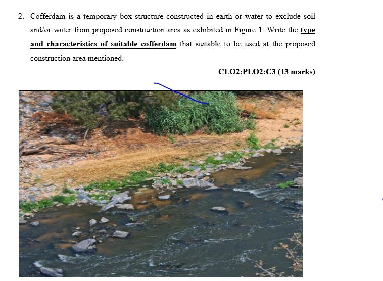 Solved 2. Cofferdam is a temporary box structure constructed | Chegg.com