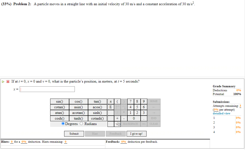 Solved (33\%) Problem 2: A particle moves in a straight line | Chegg.com