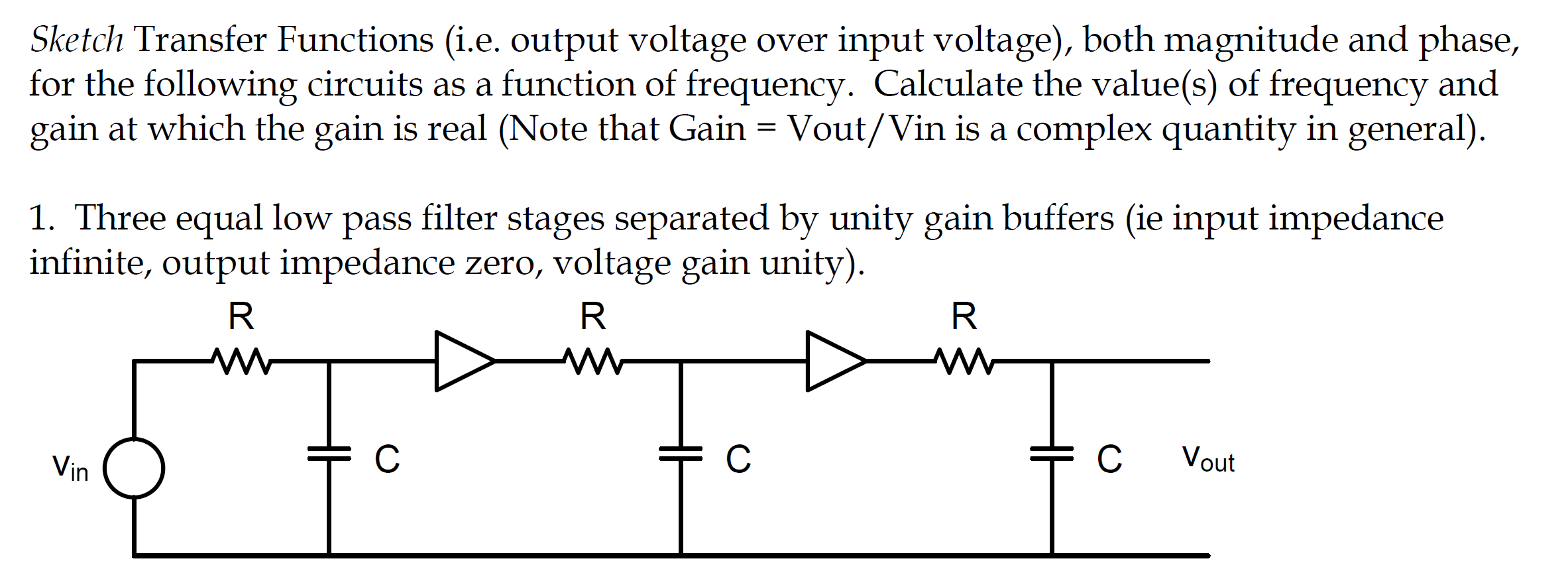 Solved Sketch Transfer Functions (i.e. output voltage over | Chegg.com