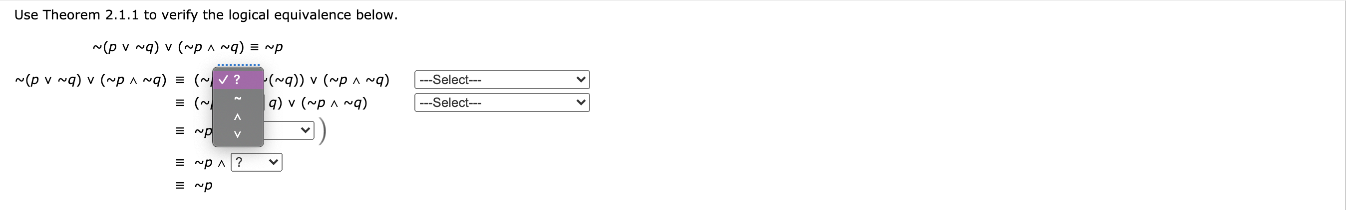 Solved Use Theorem 2.1.1 to verify the logical equivalence | Chegg.com