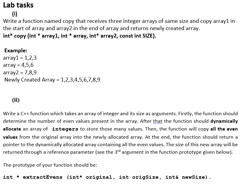 Solved Lab tasks (i) Write a function named copy that | Chegg.com