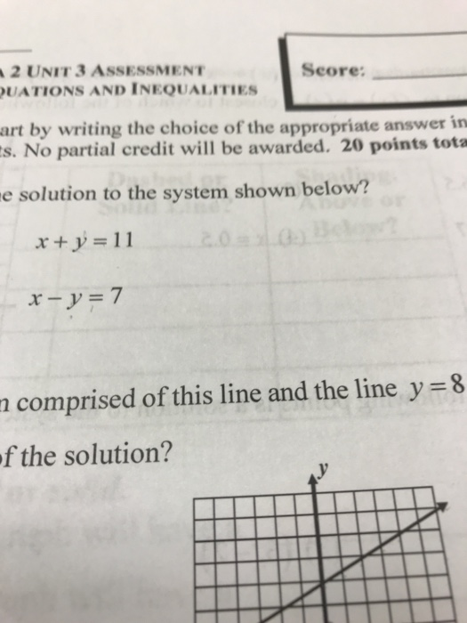 Solved Name: ALGEBRA 2 UNIT 3 A SYSTEMS OF EQUATIONS A PARTI | Chegg.com