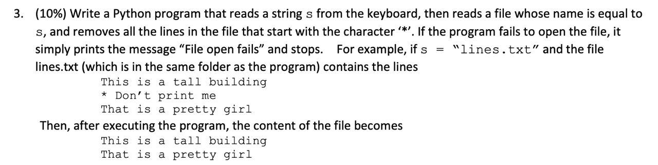 Solved 3. (10%) Write a Python program that reads a string s | Chegg.com
