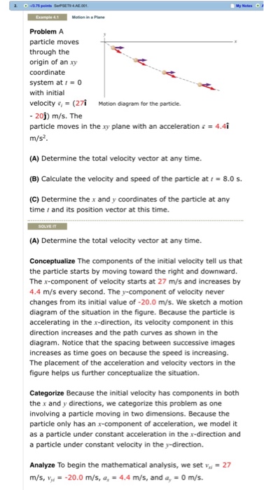 Solved: Problem A Particle Moves Through The Origin Of An ... | Chegg.com