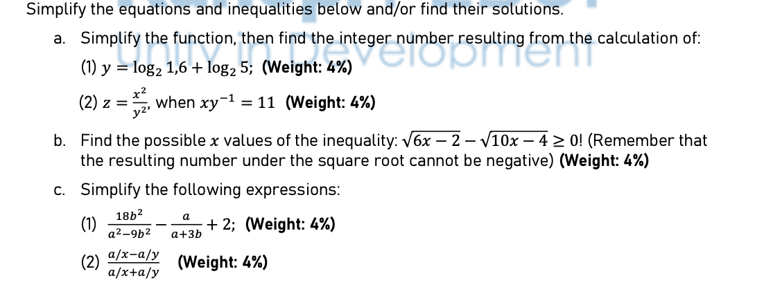 Solved Simplify the equations and inequalities below and/or | Chegg.com