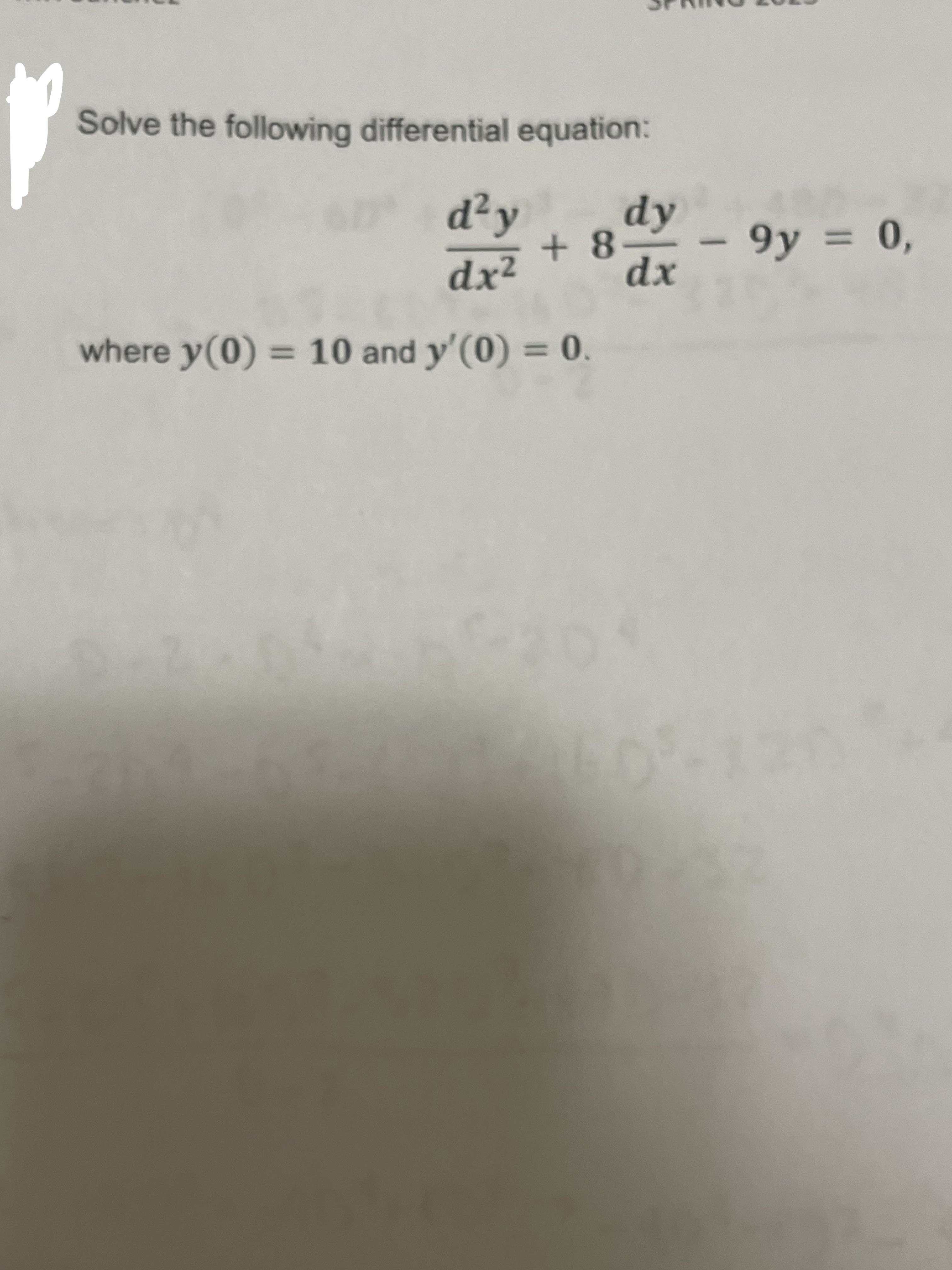 Solved Solve the following differential equation: | Chegg.com
