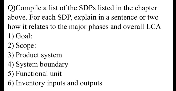 Solved Q)Compile a list of the SDPs listed in the chapter | Chegg.com