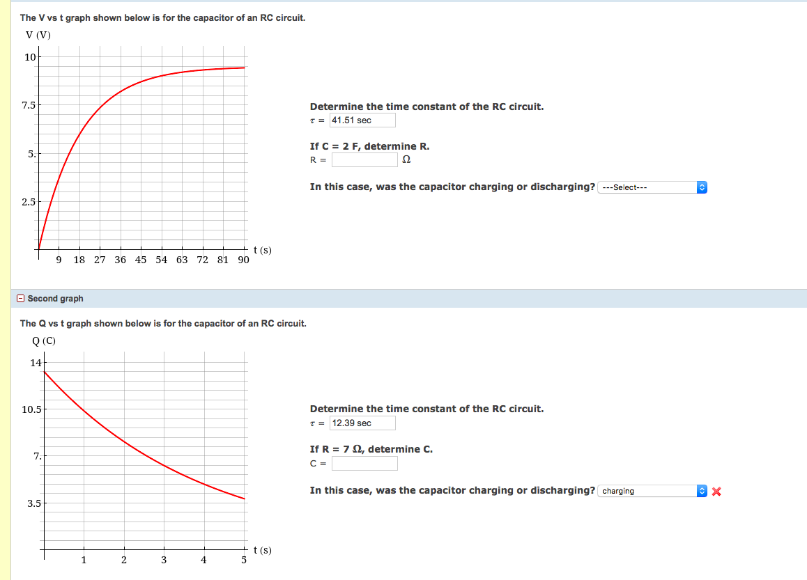 Solved The V vs t graph shown below is for the capacitor of | Chegg.com